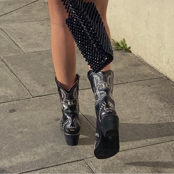 Shoes | Embroidered Black Bohemian Aztec Festival Boho Pointy Heel ...